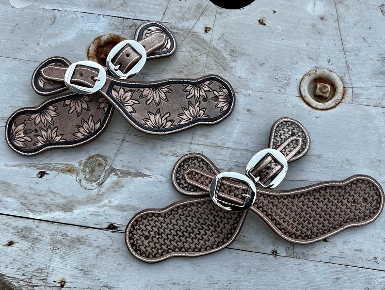 Tooled Leather Spur Straps - Etsy