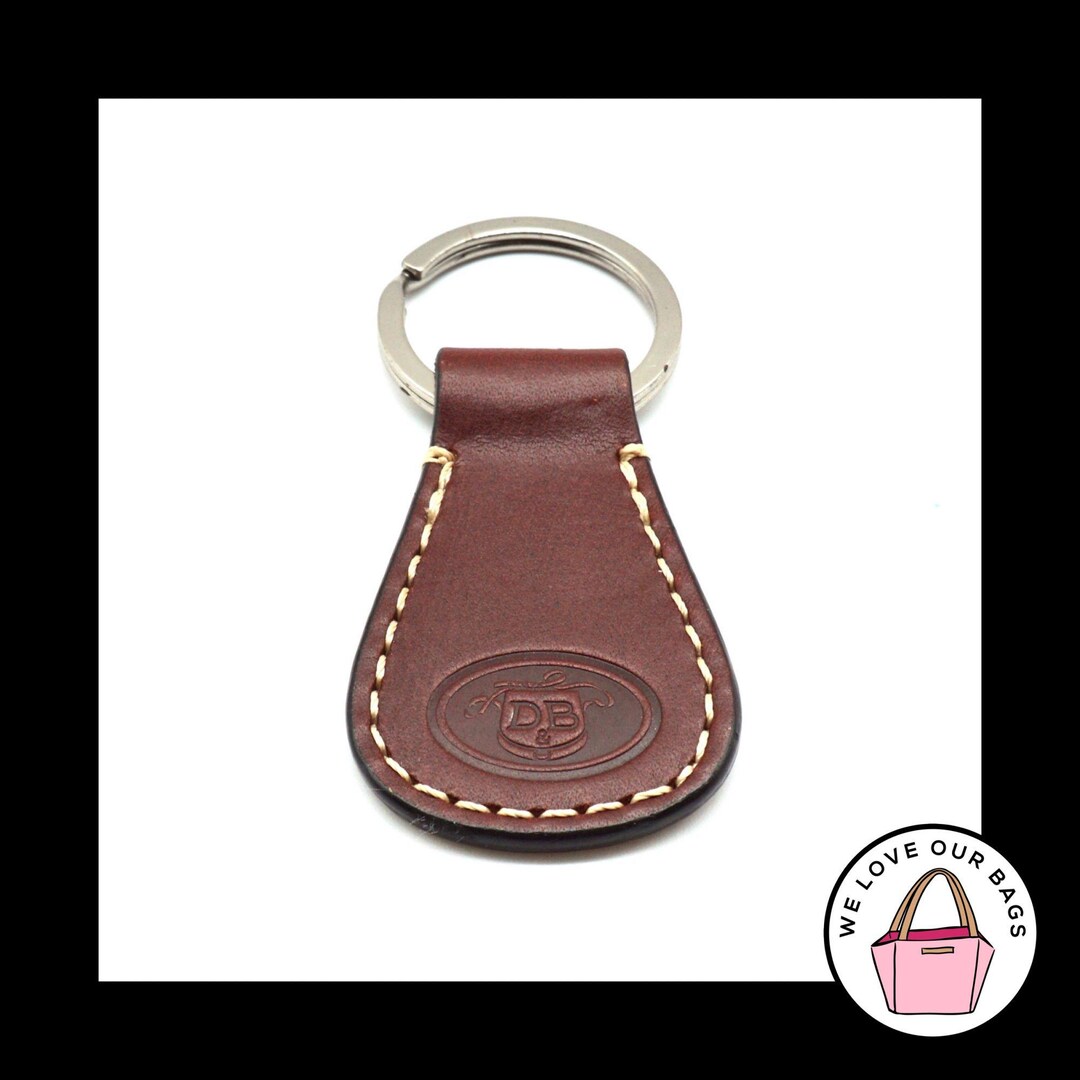 DOONEY & BOURKE Brown Leather Teardrop Nickel Fob Bag Charm Keychain ...