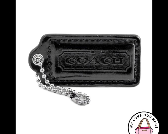 2.25" Medium COACH Black PATENT LEATHER Nickel Fob Bag Charm Keychain ...