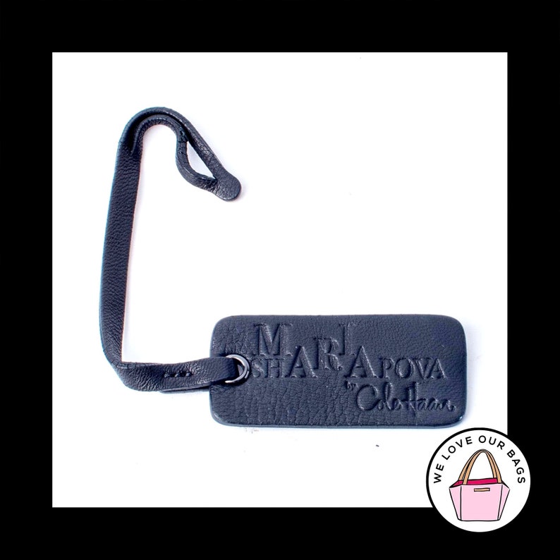 COLE HAAN Black LEATHER Loop Strap Key Fob Bag Charm Keychain Hang Tag ...