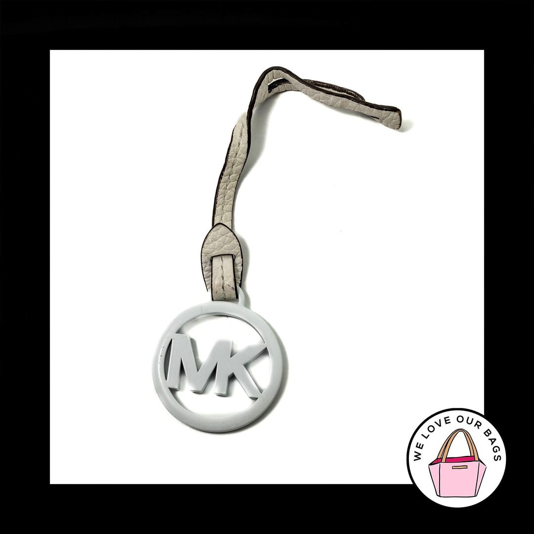 MICHAEL KORS White LEATHER Strap Key Fob Bag Charm Keychain Hang Tag - Etsy