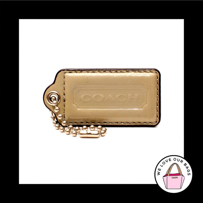 2.5" Large COACH Muted Green PATENT LEATHER Key Fob Bag Charm Keychain ...