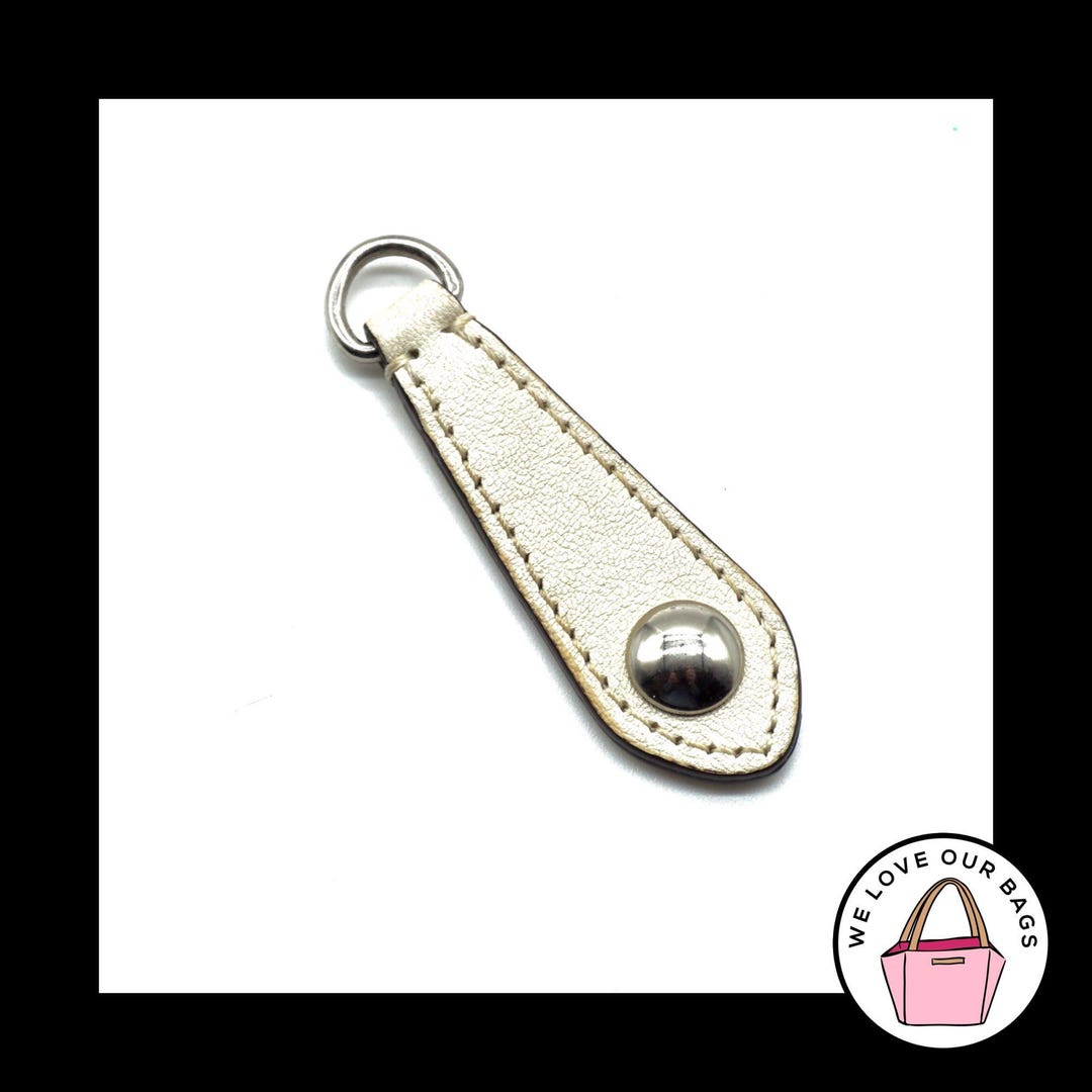 Vintage COACH ZIPPER PULL White Leather Strap Nickel Purse Bag Wallet ...