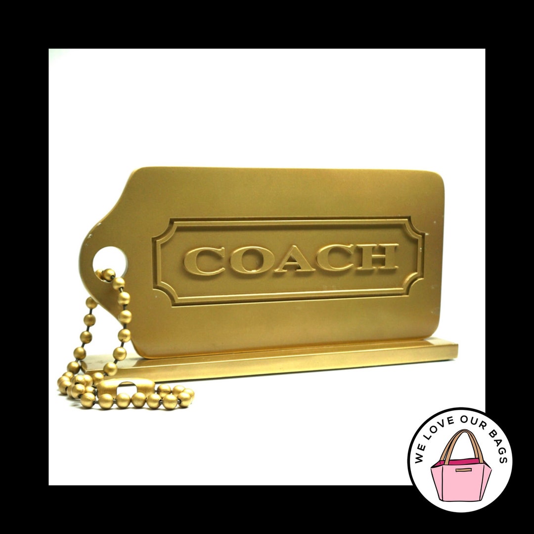 Rare Large VINTAGE COACH Store DISPLAY Heavy Gold Hang Tag Counter ...