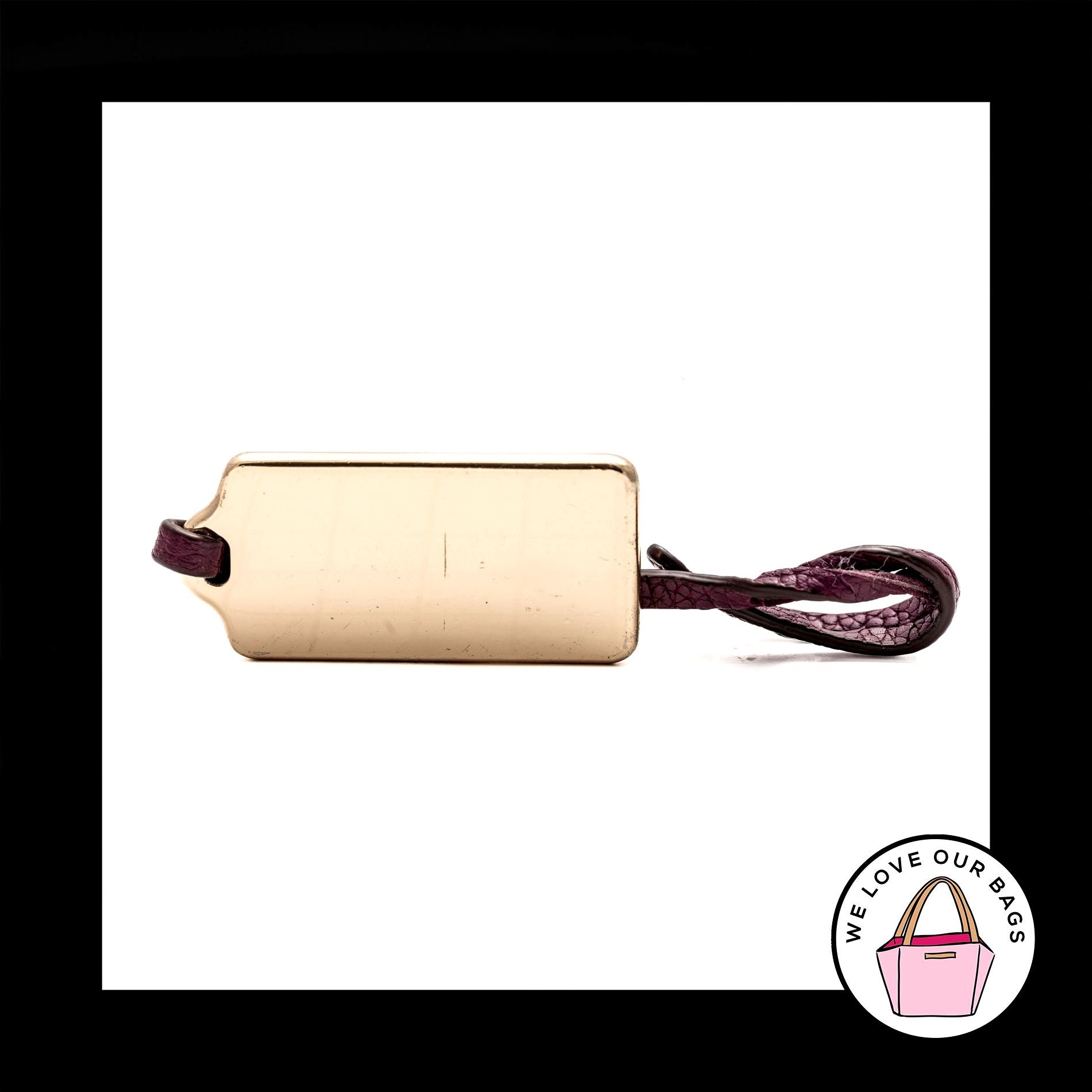 COACH NEW YORK Gold Metal Hang Tag & Purple Leather Strap Fob Bag Charm ...