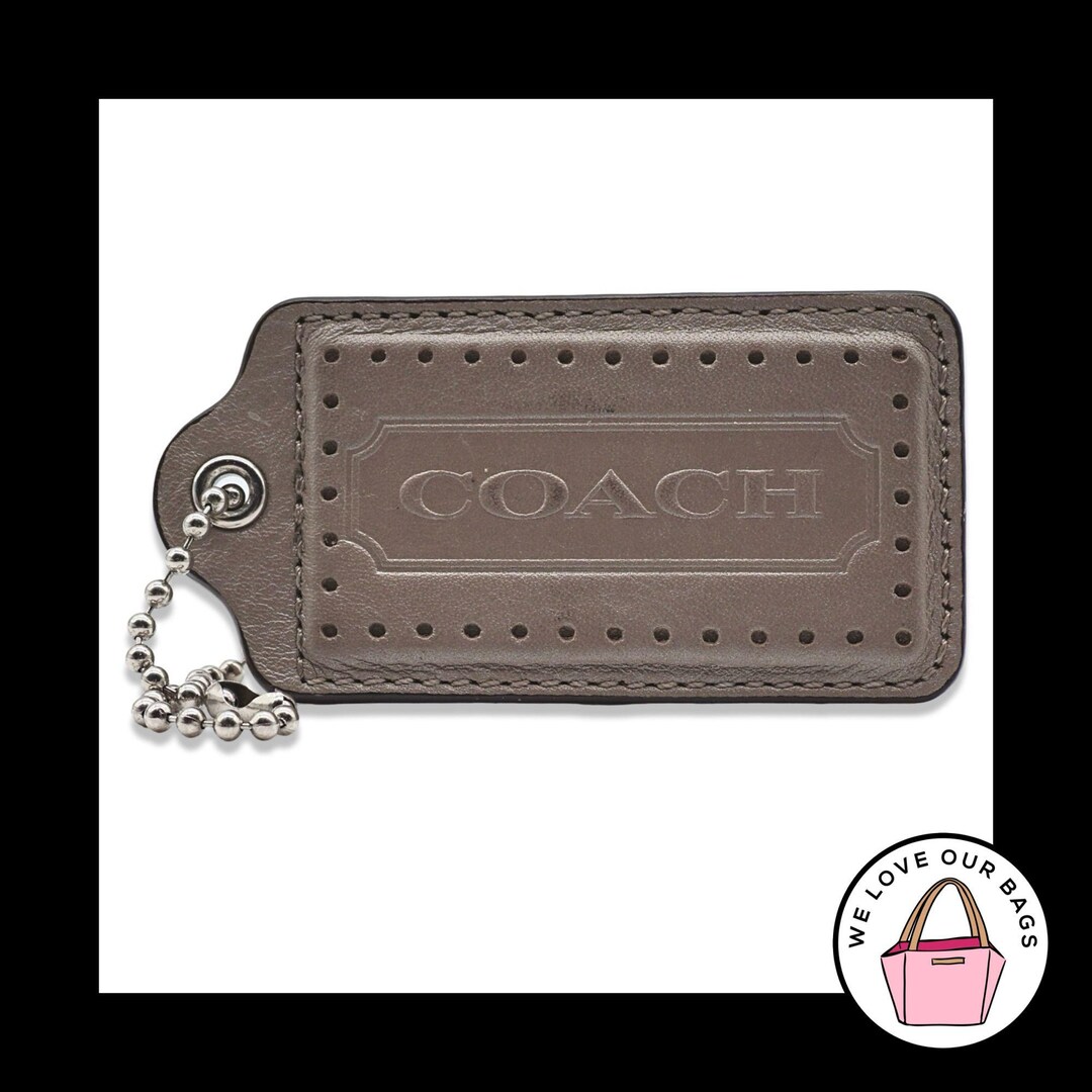 HUGE 3.5" COACH PERFORATED Mushroom Brown Leather Fob Bag Charm ...