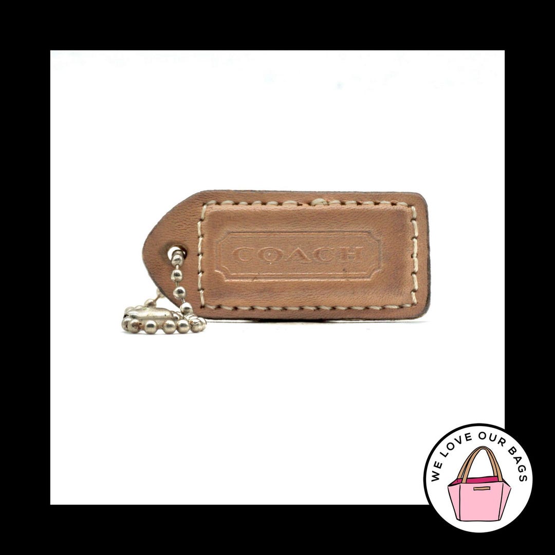 2" VINTAGE COACH Light Pink Leather Nickel Key Fob Bag Charm Keychain ...
