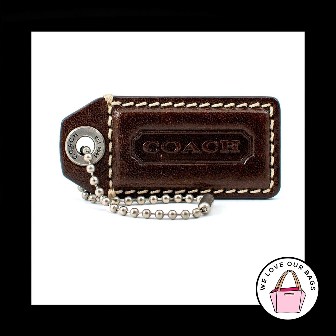 Rare VINTAGE COACH RIVET Mahogany Brown Leather Fob Bag Charm Keychain ...