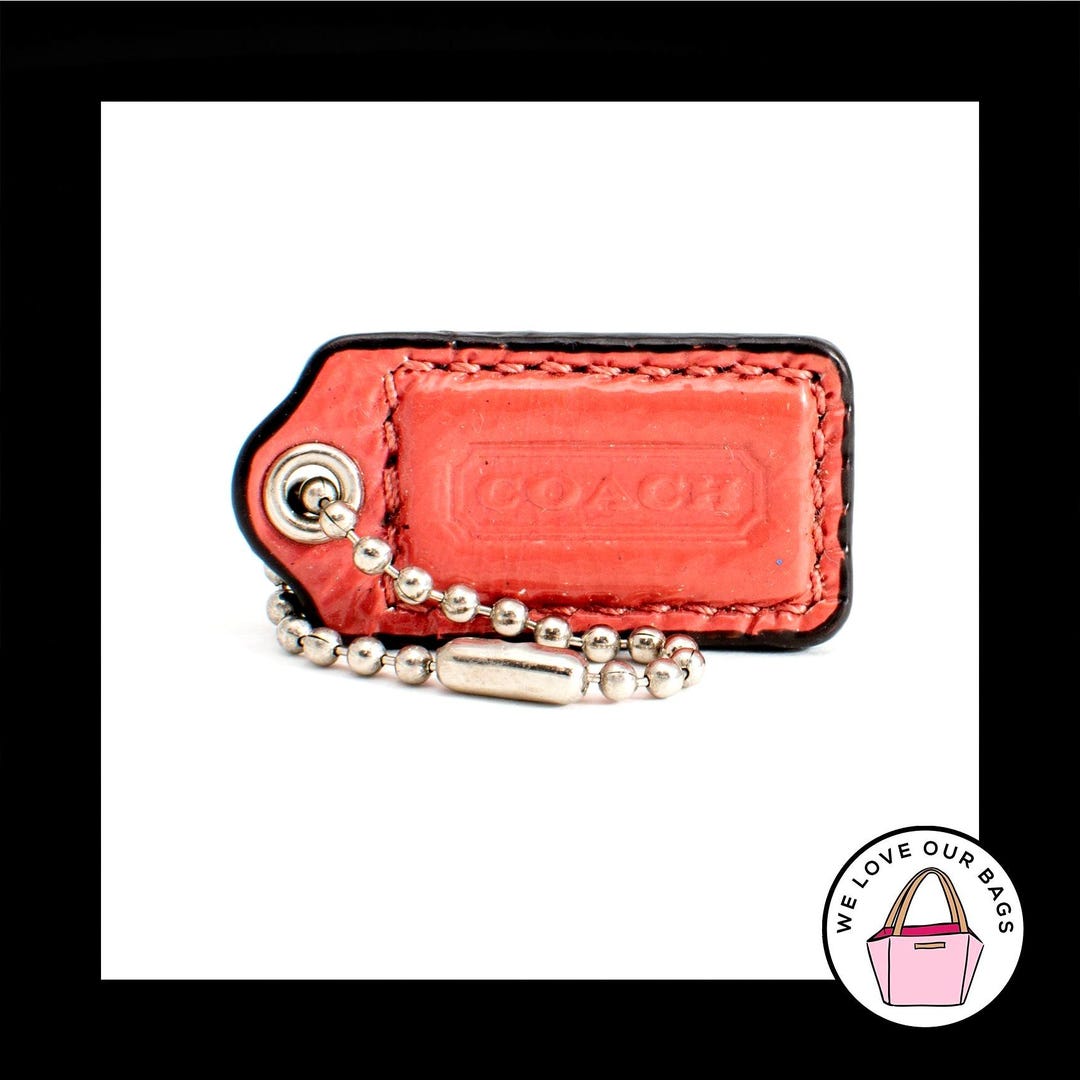 1.5" Small COACH Pink Patent Leather Nickel Key Fob Bag Charm Keychain ...
