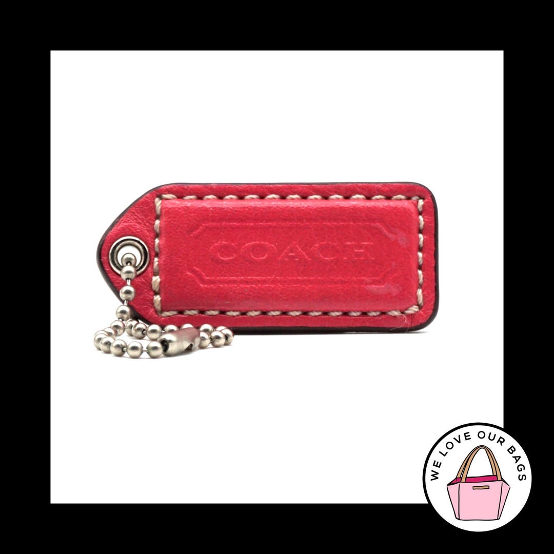 2" Medium Y2K VINTAGE COACH Pink Leather Nickel Fob Bag Charm Keychain ...