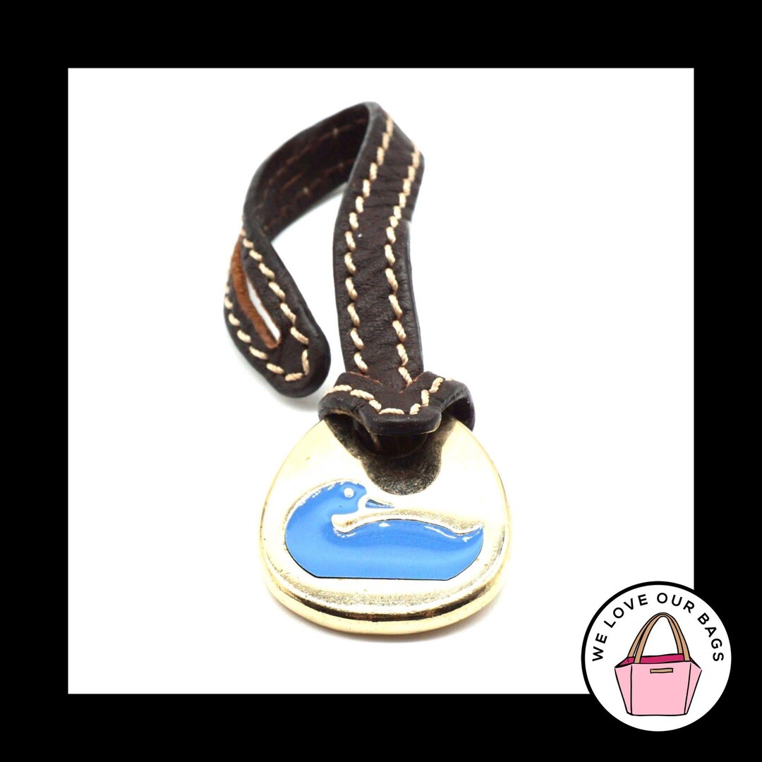 DOONEY & BOURKE Blue DUCK Brown Leather Brass Key Fob Bag Charm ...