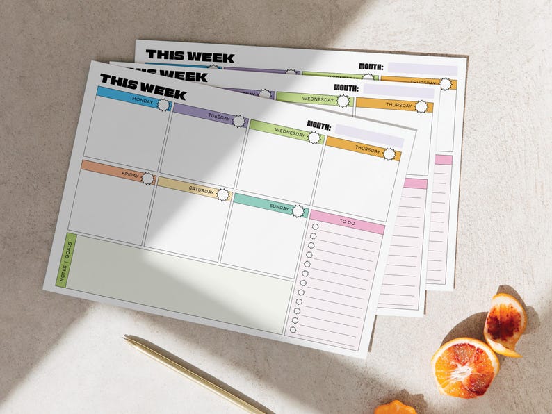 Colorful Weekly Planner Printable | Undated Schedule | Simple Weekly ...
