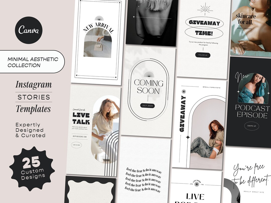 Canva Instagram Story Designs | Minimal Black & White Template | 25 ...