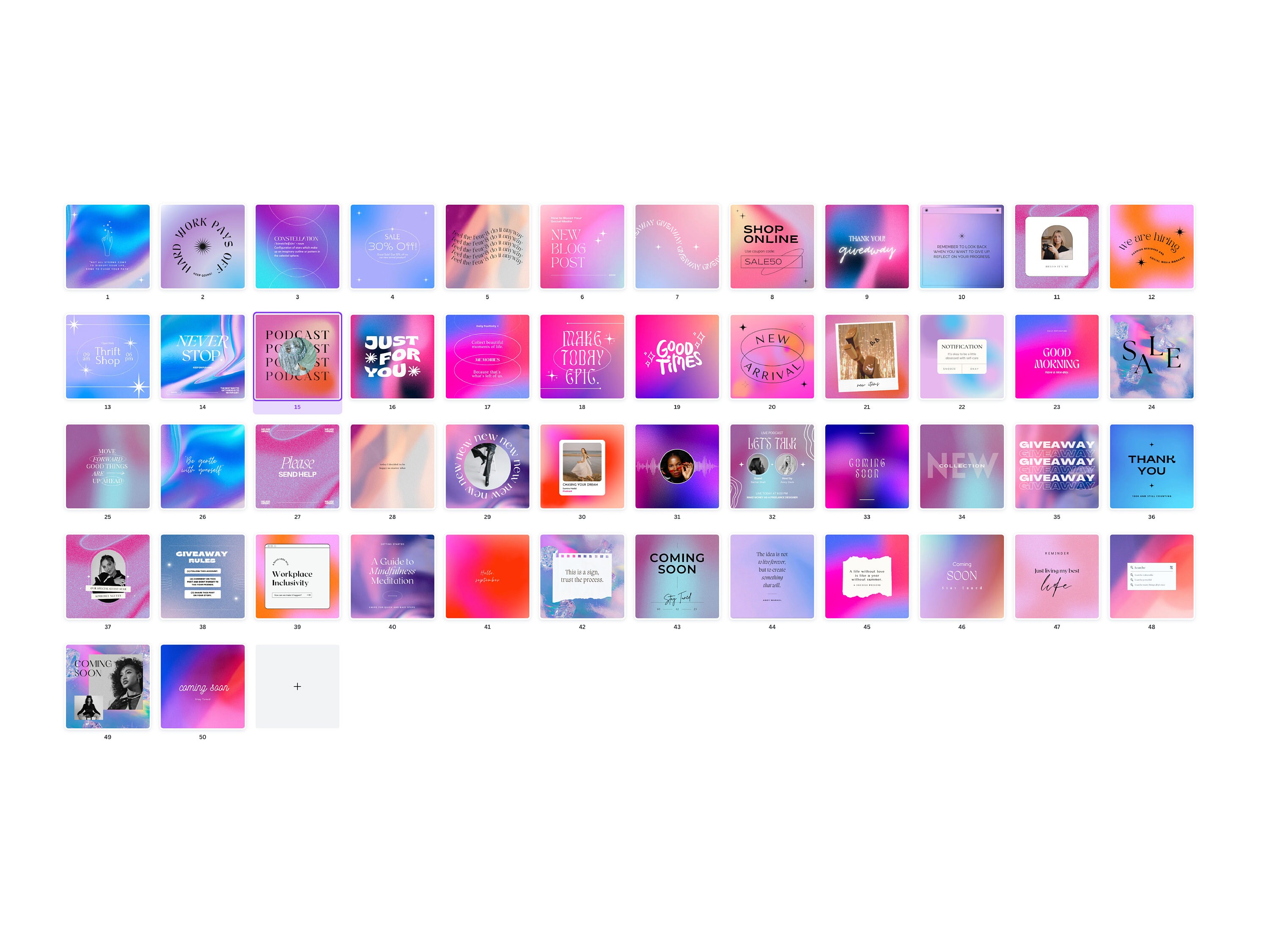 50 Canva Instagram Post Template Grainy Gradient Design, Canva Bundle ...