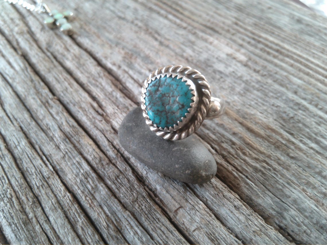 Navajo Artist Signed R.M. Ladies Turquoise in Sterling Silver, Ring ...