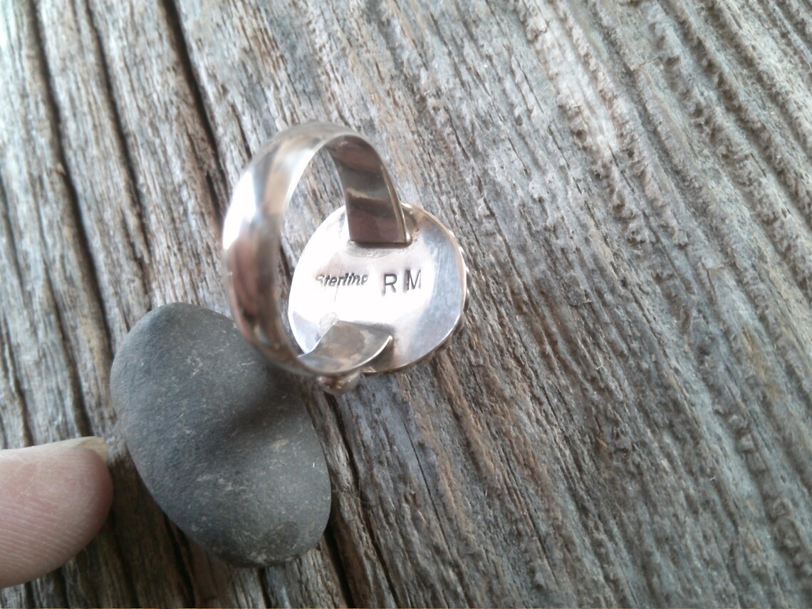 Navajo Artist Signed R.M. Ladies Turquoise in Sterling Silver, Ring ...