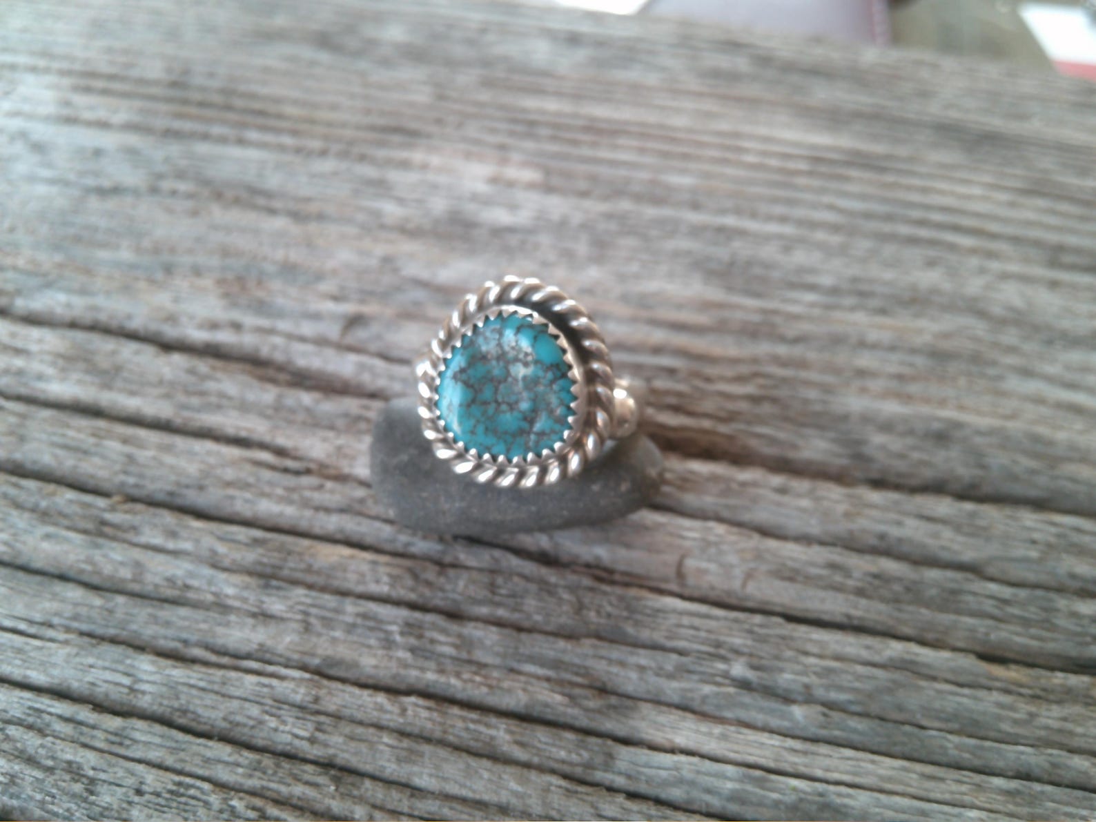 Navajo Artist Signed R.M. Ladies Turquoise in Sterling Silver, Ring ...