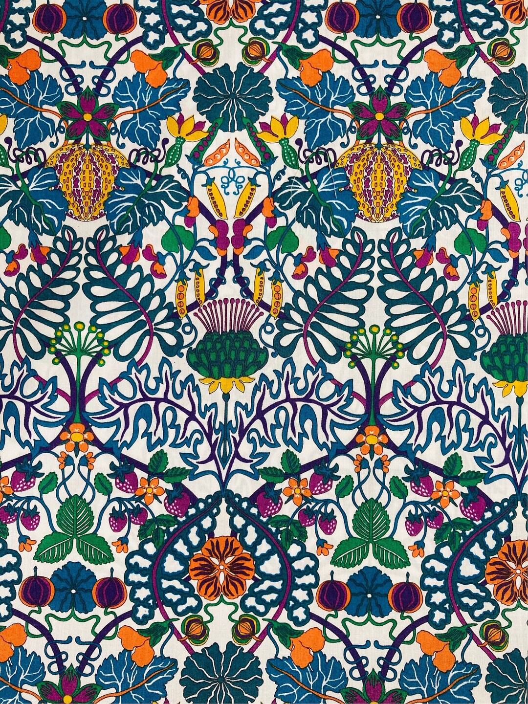 A Beautiful Blue, Green and Orange ‘morris Allotment’ Liberty Tana Lawn ...