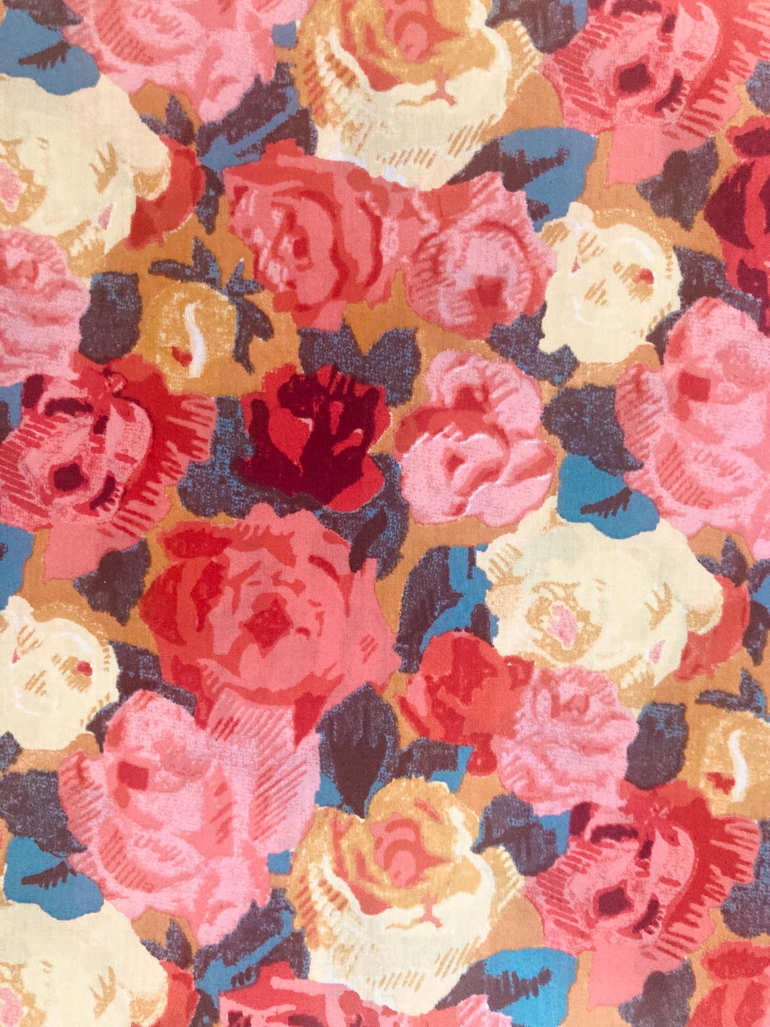 Red and Orange ‘shona Rose’ Liberty Tana Lawn 13 X 9” - Etsy