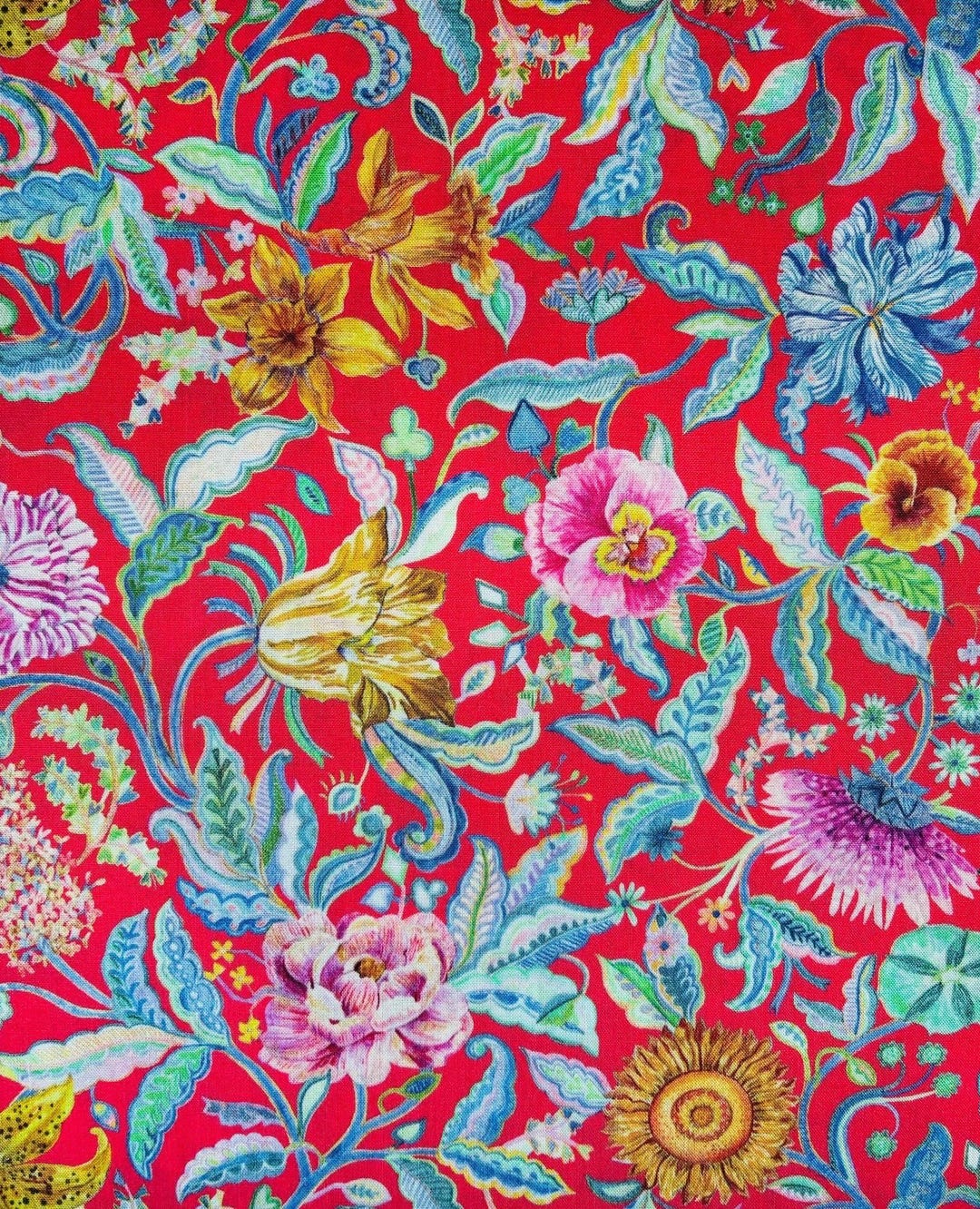 Red and Blue ‘garden of Life’ Liberty Tana Lawn 13”x 9” - Etsy