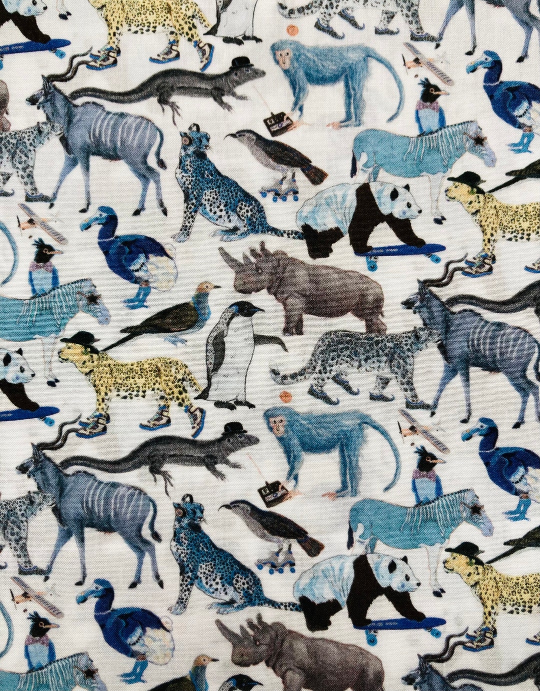 A Fun Novelty Blue and Grey ‘quey 2’ Liberty Tana Lawn 13”x 9” - Etsy