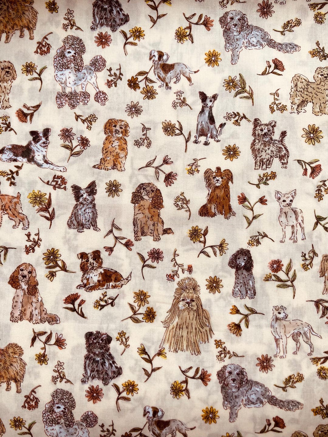 A Conversational Beige and Brown ‘mals Pals’ Liberty Tana Lawn 13”x 9 ...