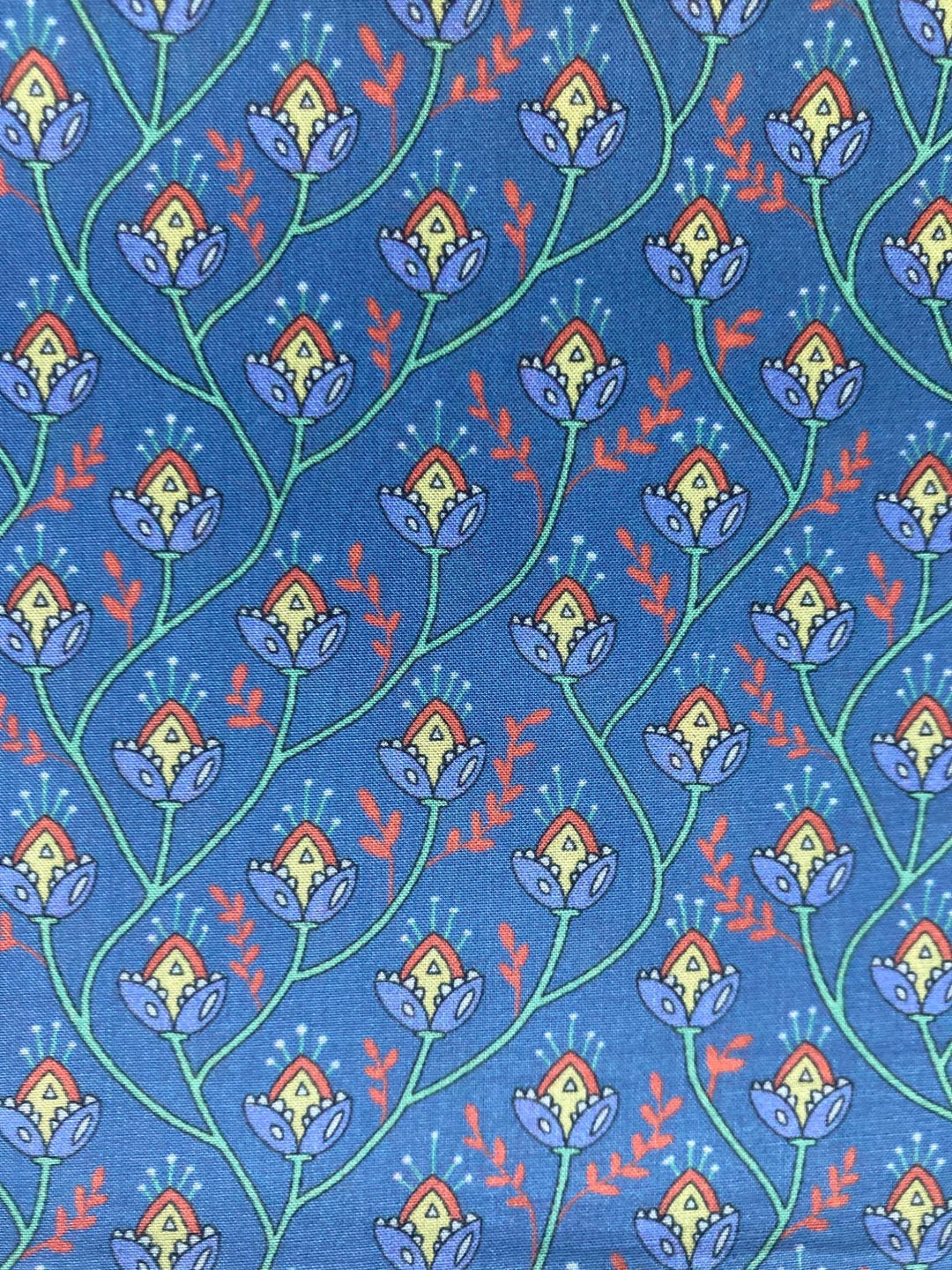 A Gorgeous Blue and Yellow, ‘venus Vines’ Liberty Tana Lawn 13”x 9” - Etsy