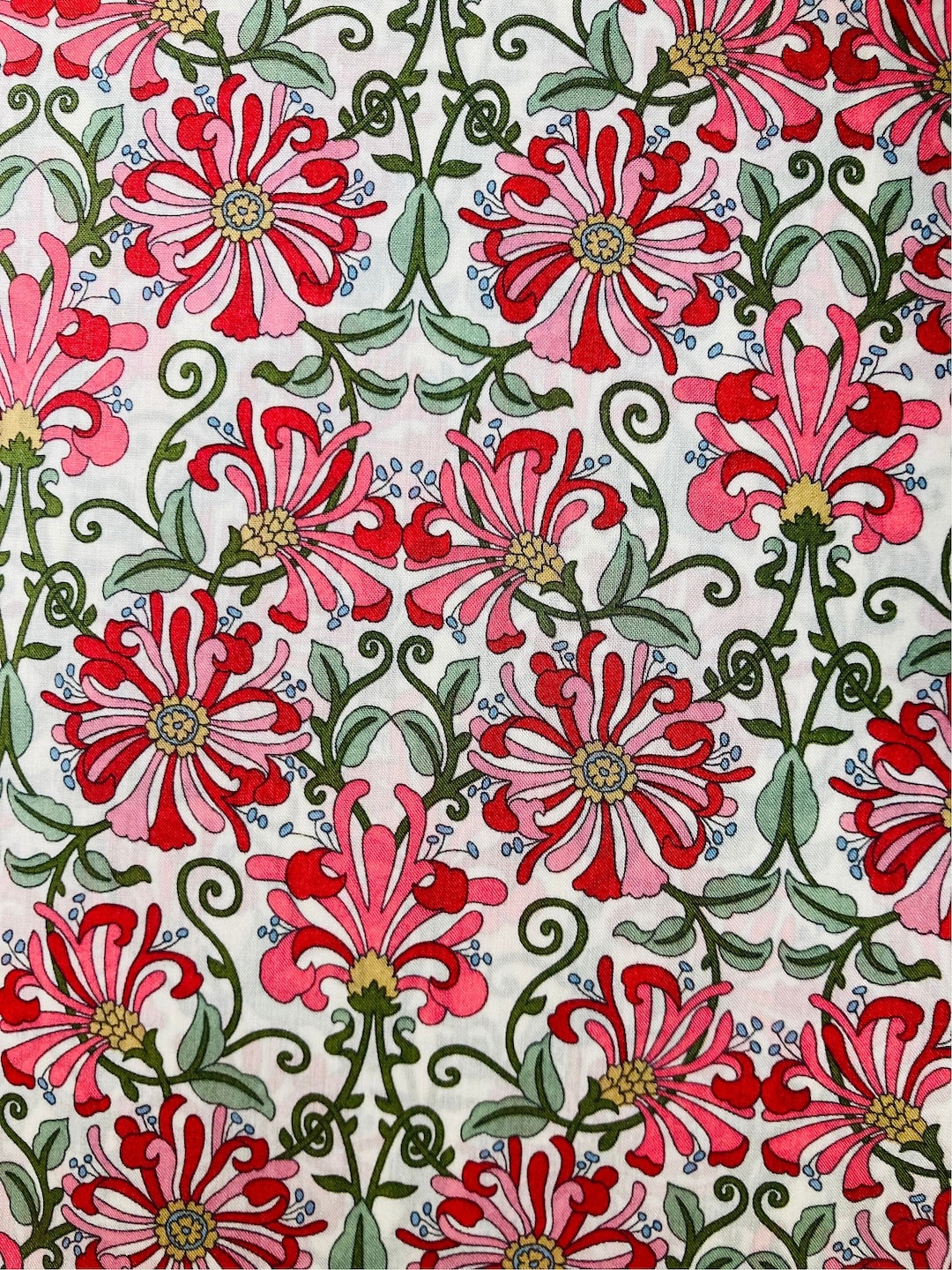 Honeysuckle, Pink and Green Colour Way. Liberty Tana Lawn 13 X 9 ...