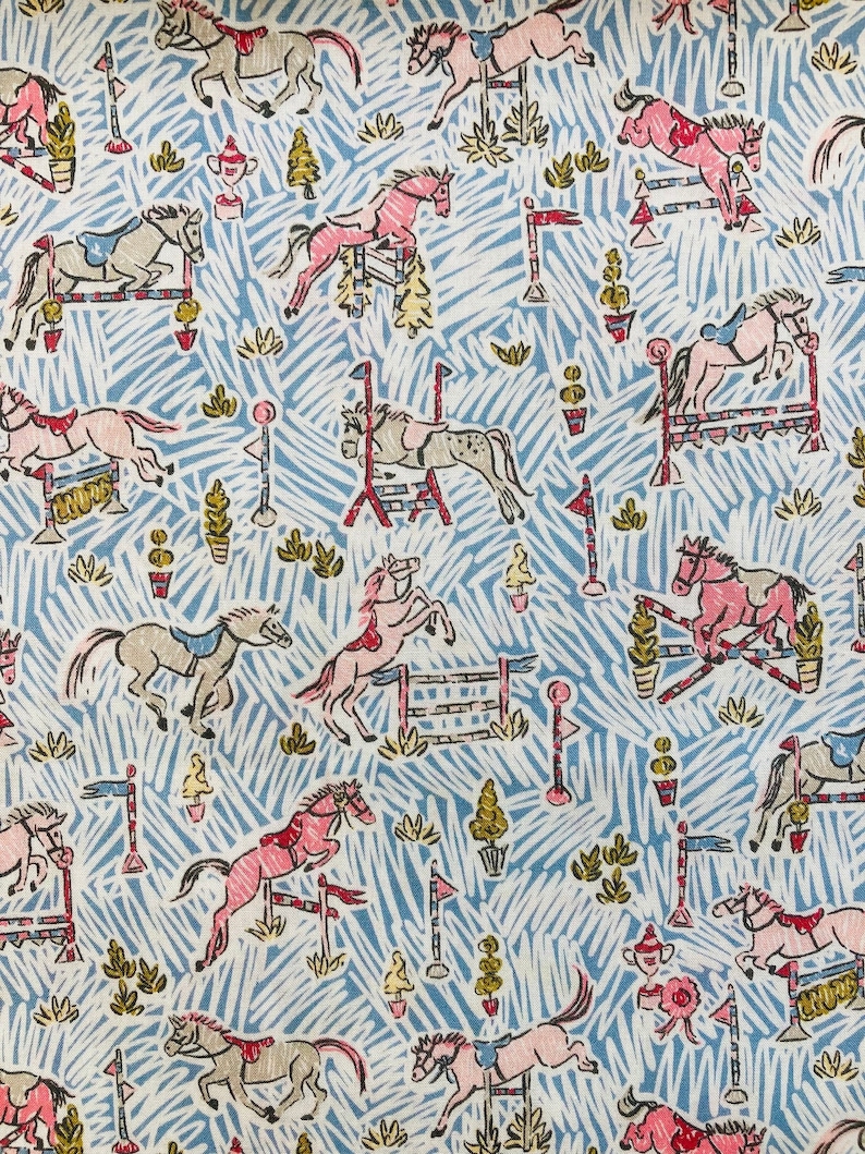 Gymkhana, A Novelty Horse Design of Liberty Tana Lawn. This is a Blue ...