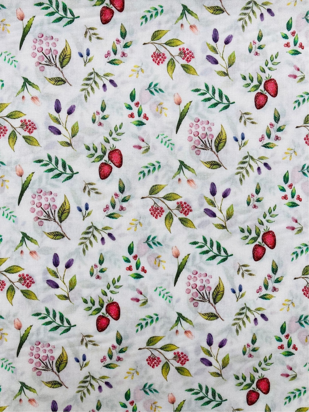 A Gorgeous White and Green ‘berry Garden’ Liberty Tana Lawn 13”x 9” - Etsy