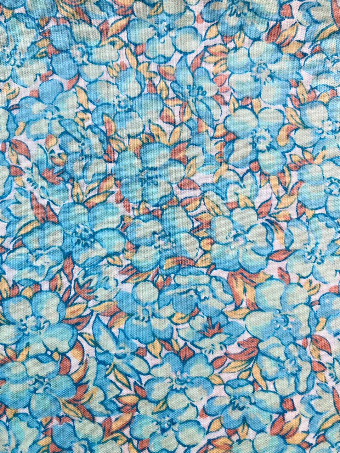 A Rare and Beautiful Liberty Tana Lawn Vintage 17 X 9” Turquoise and ...