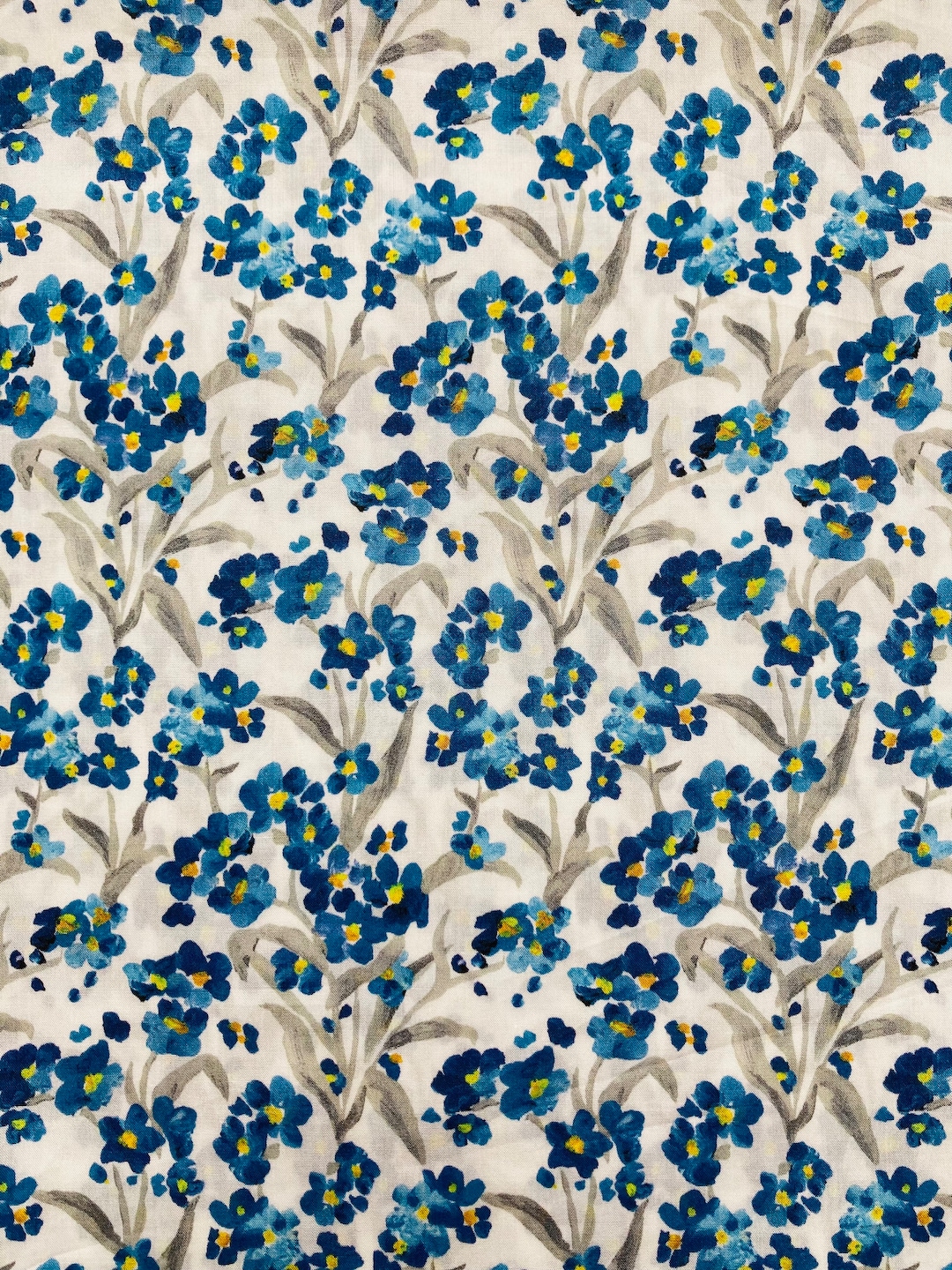 A Discontinued Blue and Yellow Liberty Tana Lawn 13” X 9” Fabric Called ...