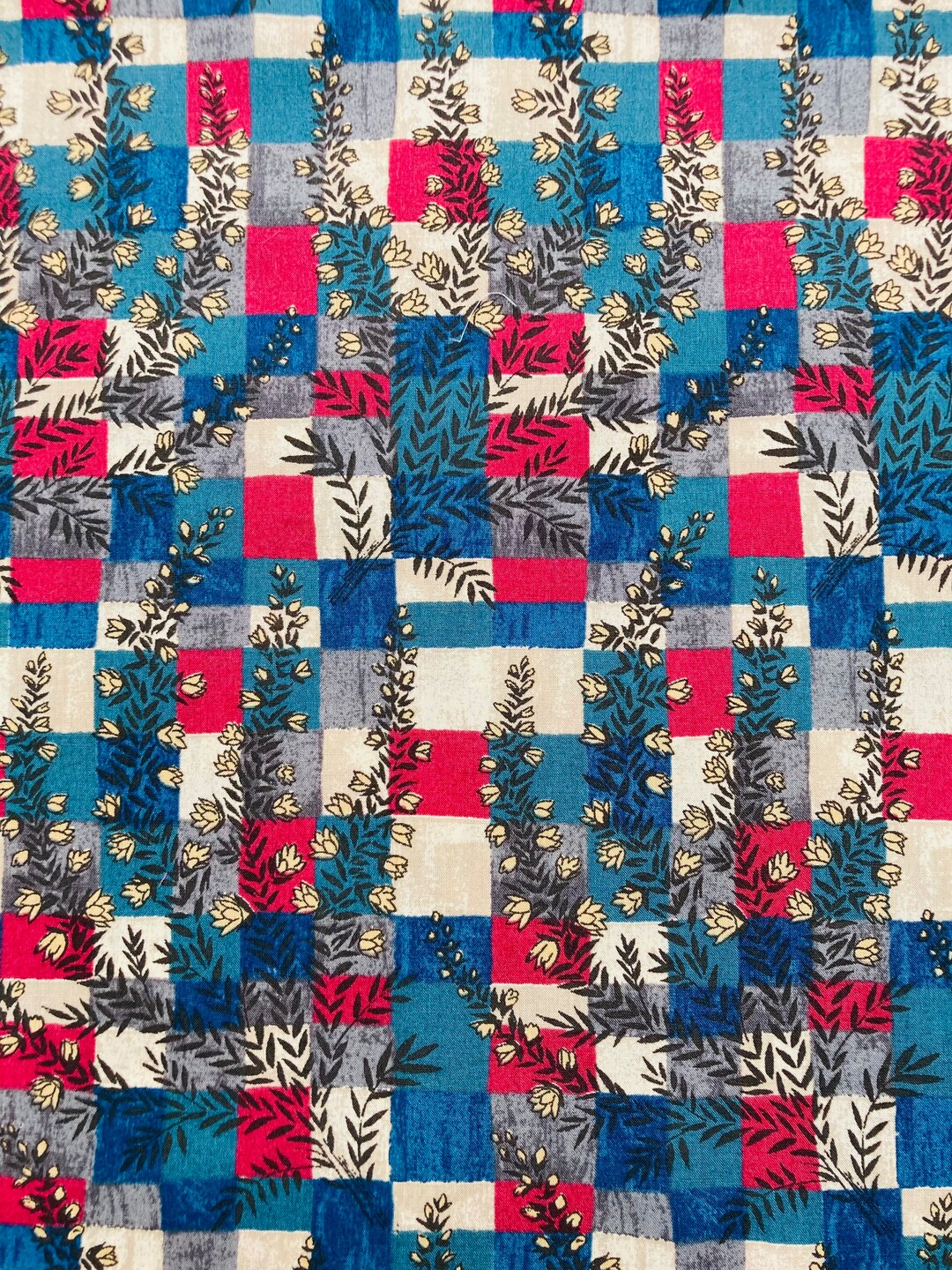 Vee, A Discontinued Blue and Red Liberty Tana Lawn Fabric. 13”x 9”. - Etsy