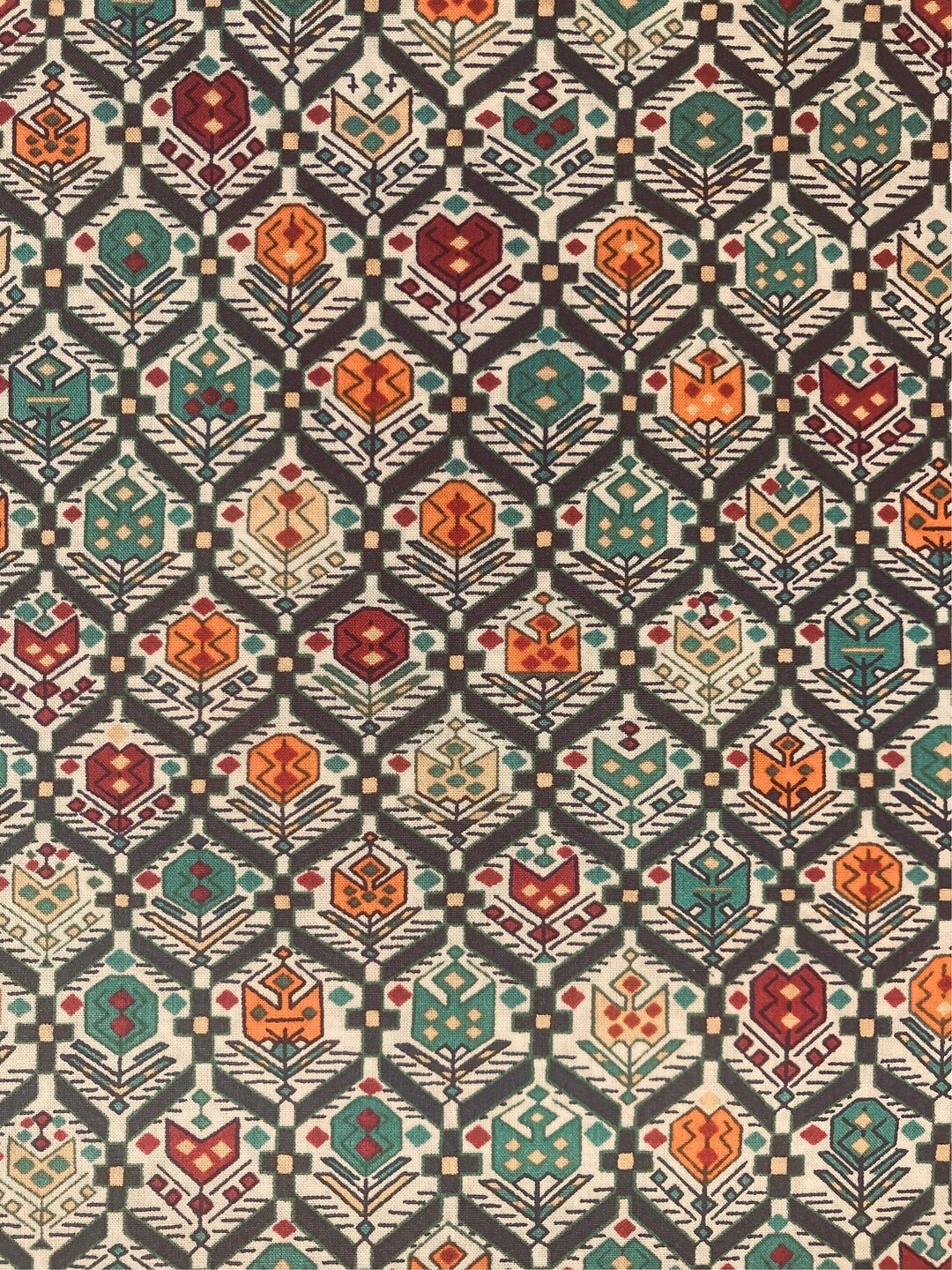 An Abstract Green and Orange ‘nomad’ Liberty Tana Lawn, 13”x 10 ...