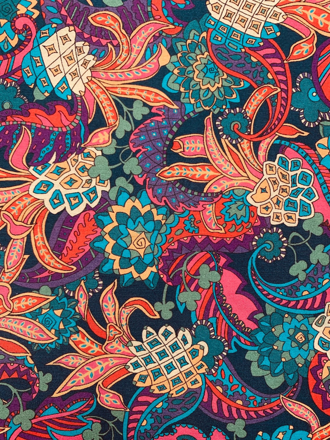 Pineapple Paisley, Liberty Tana Lawn Fabric. A Lovely Red and Turquoise ...