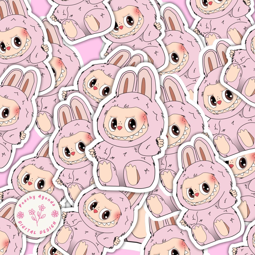 Labubu Bunny Sticker: Waterproof Vinyl Decal for Laptop, Journal - Etsy