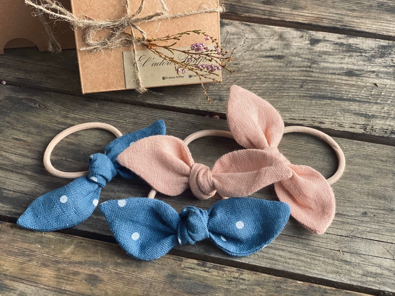 Multiple Colors. Super Cute Mini Knot Bows From Linen. Bunny Ears Pony ...