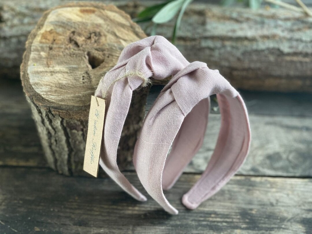 Mom and Daughter Linen Headband Set Pastel Pink. Women and Girl Fashion ...