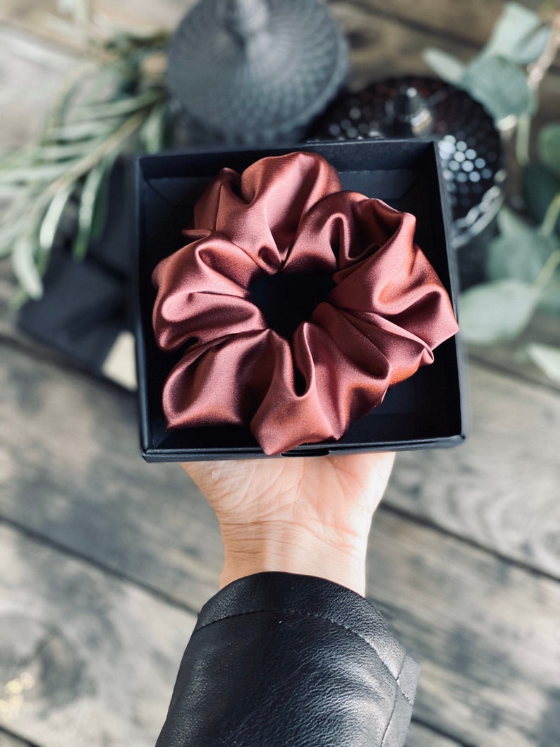 Large Fluffy Satin Scrunchie. Rustic Color. Luxury Women Hair - Etsy