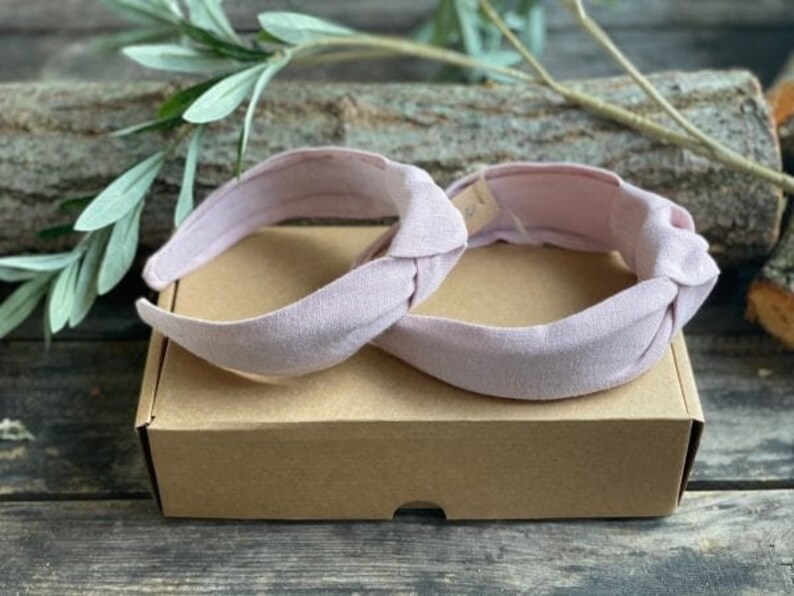 Mom and Daughter Linen Headband Set Pastel Pink. Women and Girl Fashion ...