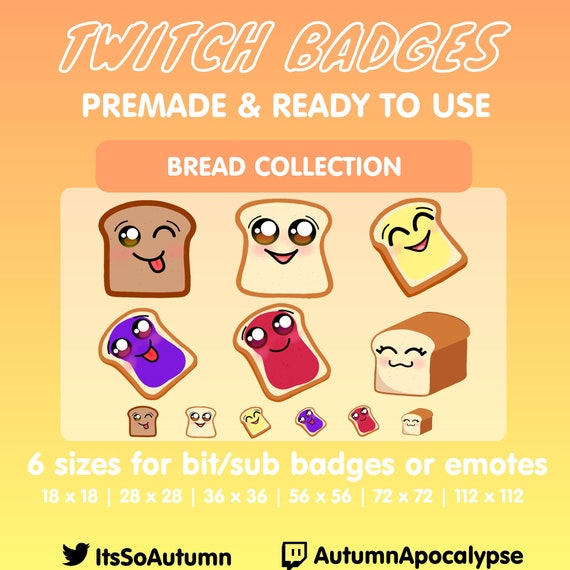 Cute Adorable Bread Designs Twitch Sub/bit Badges | Etsy