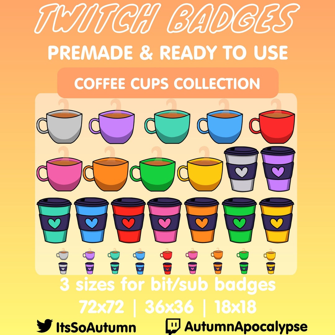 Coffee Mugs / Cups Twitch Emotes / Sub or Bit Badges || Premade & Ready ...