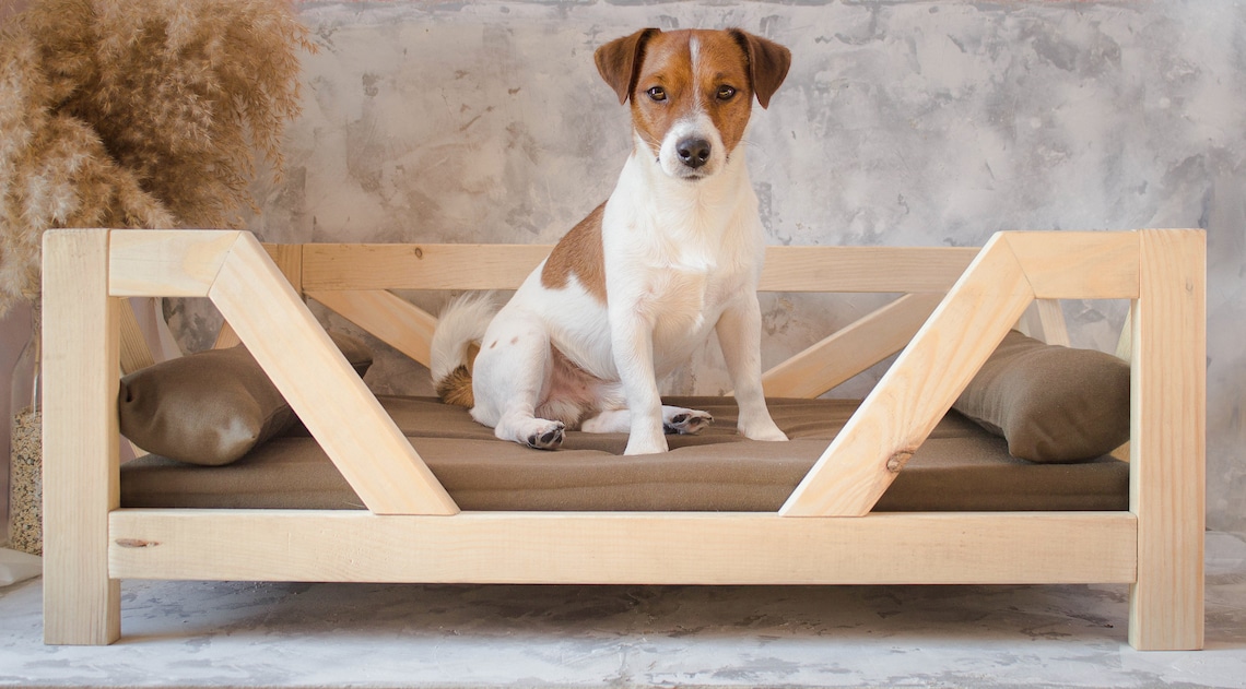 Massivholz Hundebett Liegeplatz für den Hund Gemütliches Bett | Etsy