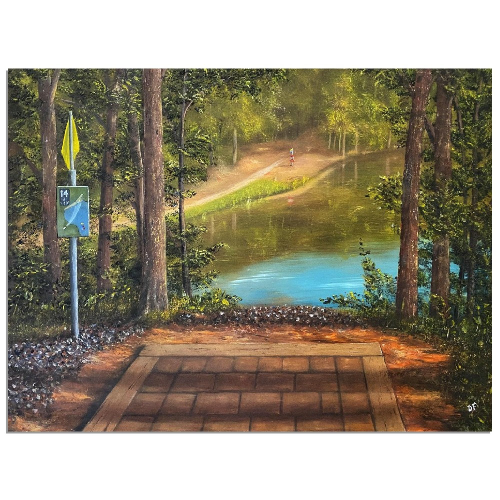 Poster Print of Oil Painting Depicting Hole 14 Maple Hill Disc Golf ...