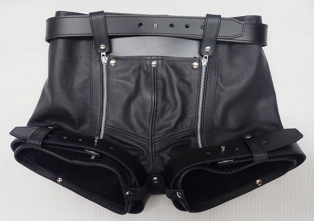 Men's Leather Maximum Security Chastity Shorts Rear Zip Sizes S - XXXL ...