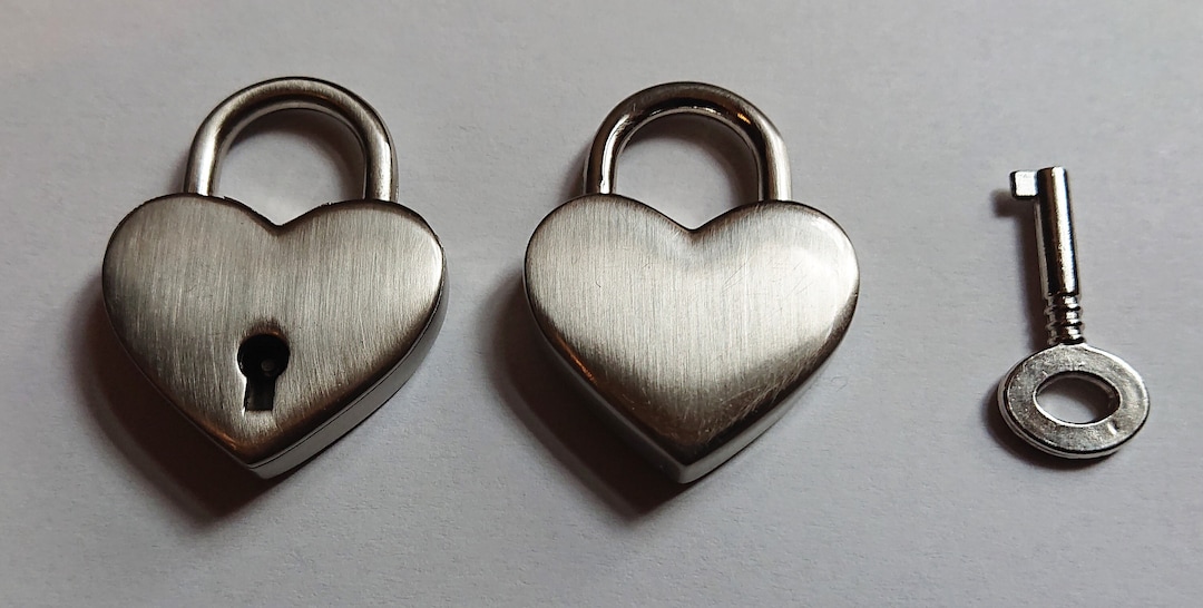 Heart Shaped Silver Love Lock, Padlock With 1 Key - Etsy