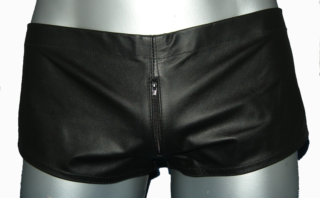 BRAND NEW 100% Real Leather Micro Low Rise Front Zip Shorts Best Seller ...