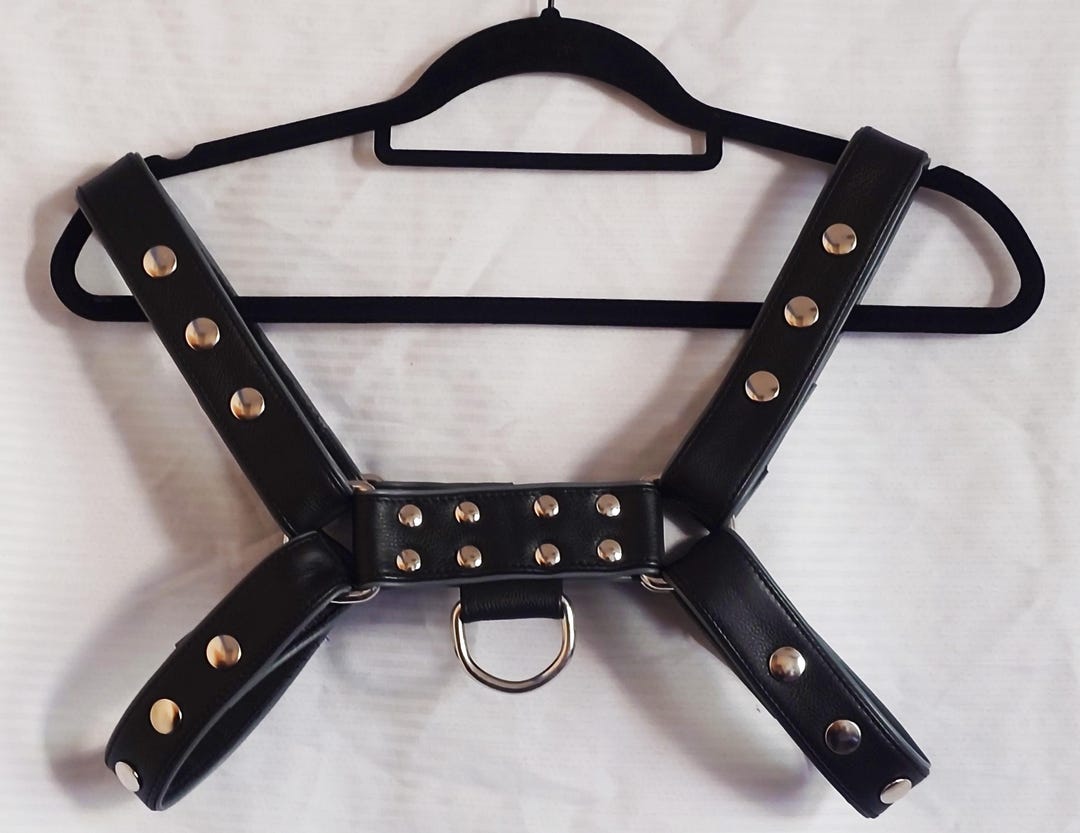 Mens Sexy Leather Bull Dog H Harness Snap Version Grey Pipe - Mature - Etsy