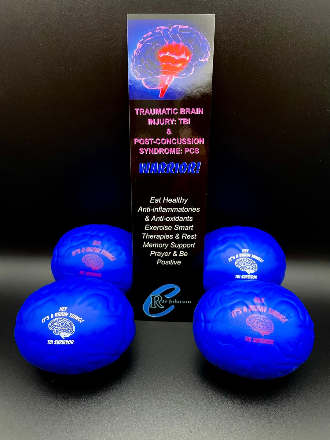 Brain (TBI Survivor) Stress Relief Balls 4 Pk & Custom Bookmark Bundle ...