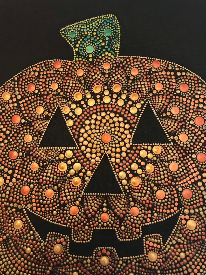 Halloween Pumpkin Mandala Dot Art Painting 12 X 12 In. - Etsy